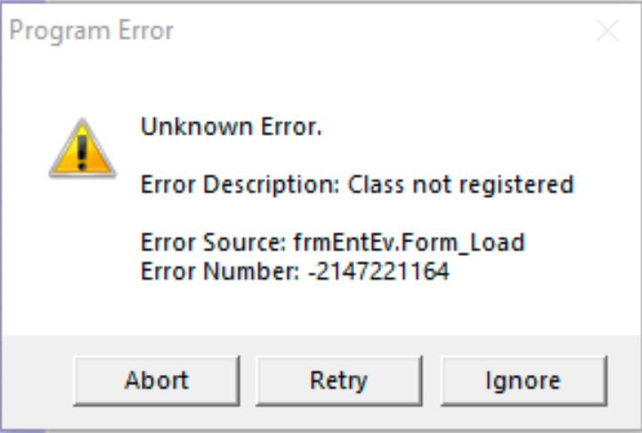 New: Error: Class Not Registered