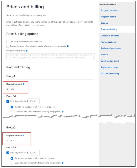 Setting Up a Deposit in Swim Manager Program