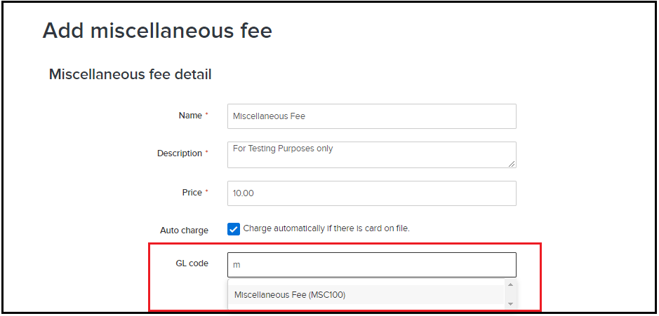 Adding a Miscellaneous Fee