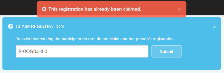 Claim Registration in My Events