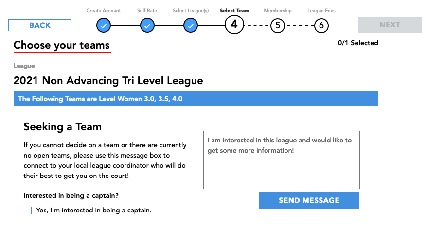 Find and Sign Up For a League